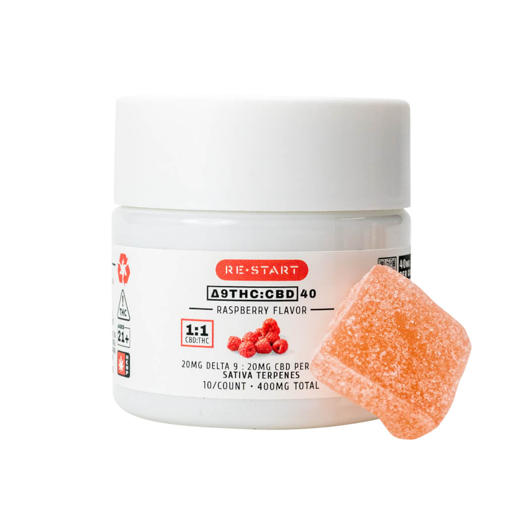 Delta 9 CBD 40MG Raspberry Sativa Gummies | RESTART ATX