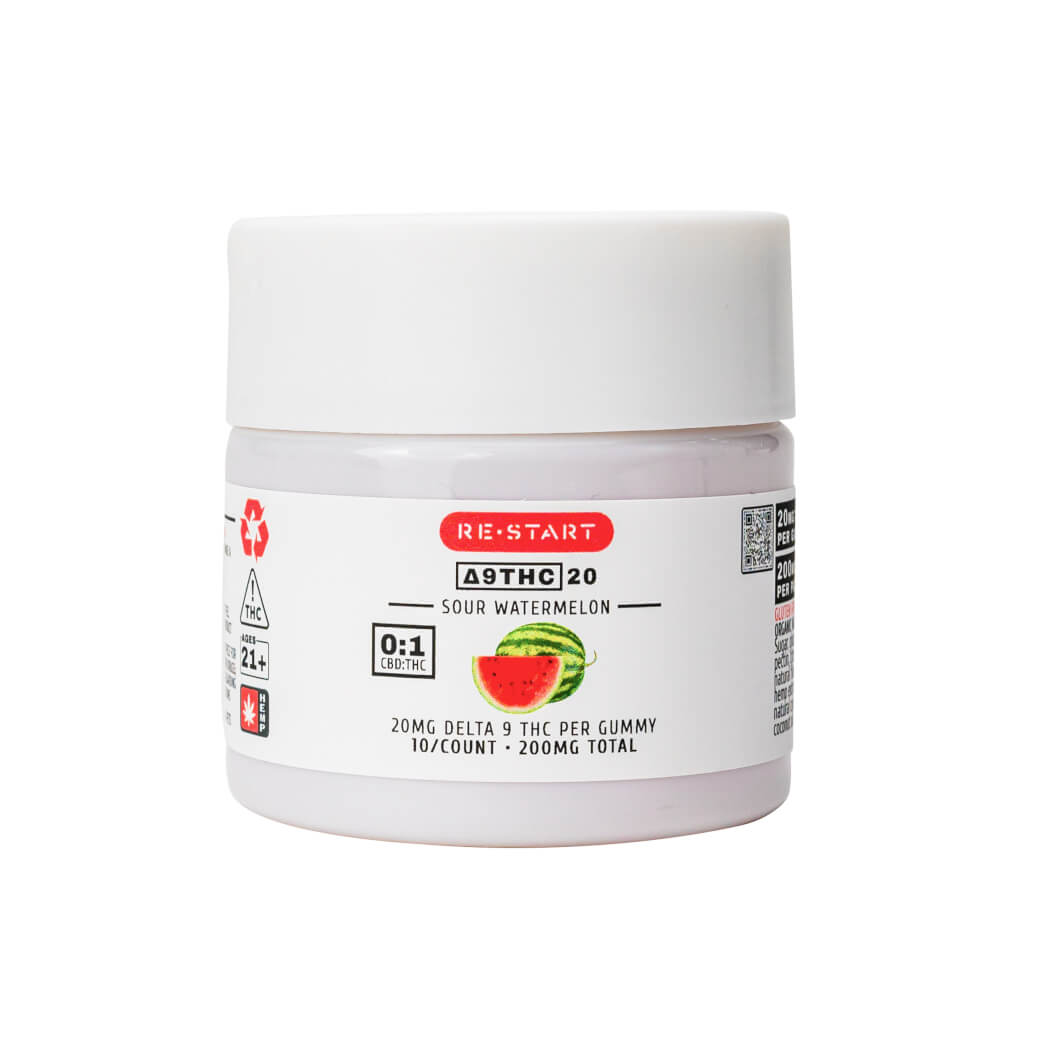 Delta 9 THC 20mg Gummies Sour Watermelon | RESTART