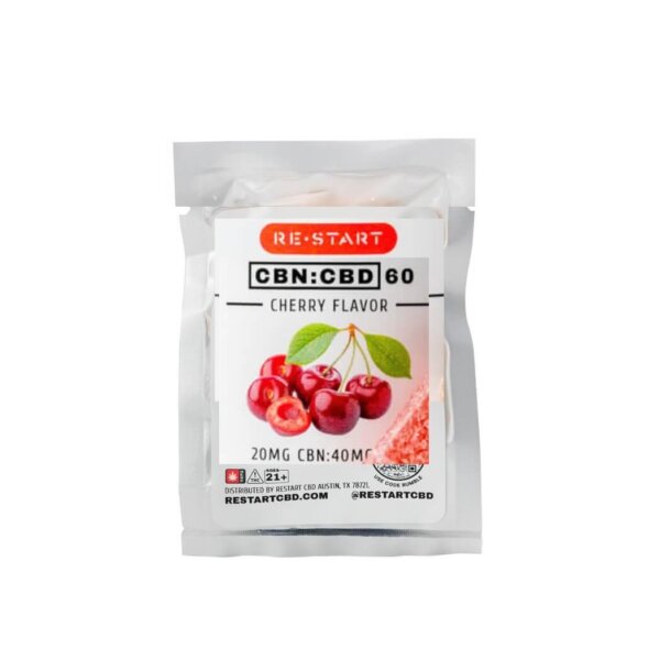 CBN 20mg + CBD 40mg Gummies Cherry 1-ct Sample - RESTART CBD & THC
