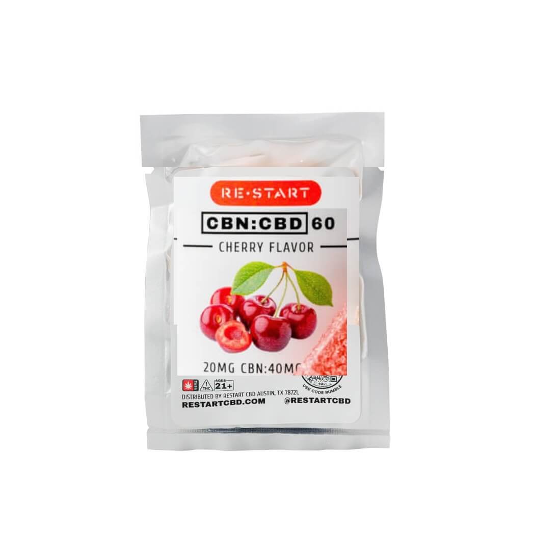 CBN 20mg + CBD 40mg Gummies Cherry 1-ct Sample - RESTART CBD & THC
