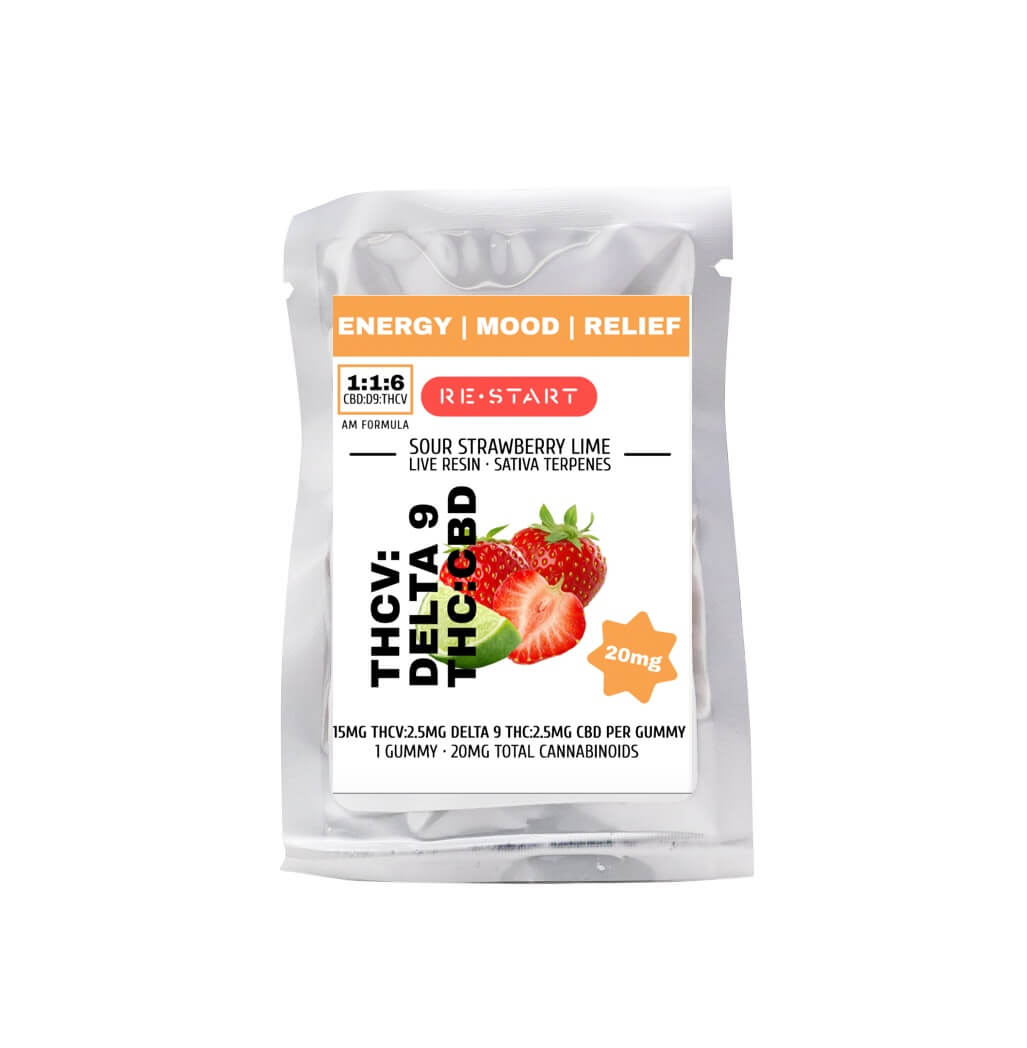 THCV 15mg + D9 2.5mg + CBD 2.5mg Live Resin Sativa Gummies Strawberry ...