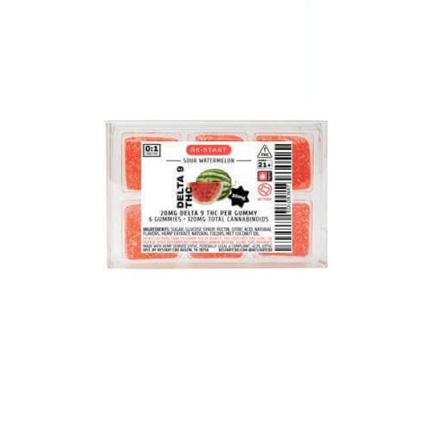 Delta 9 THC 20MG Gummies Sour Watermelon | RESTART