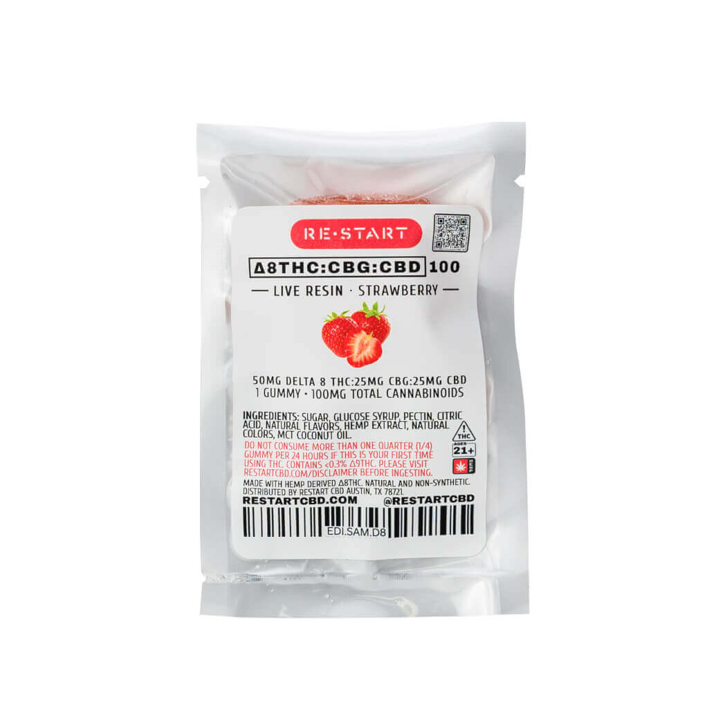 Live Resin Delta 8 THC CBG CBD 100mg Strawberry Gummies 1-ct Live Resin ...