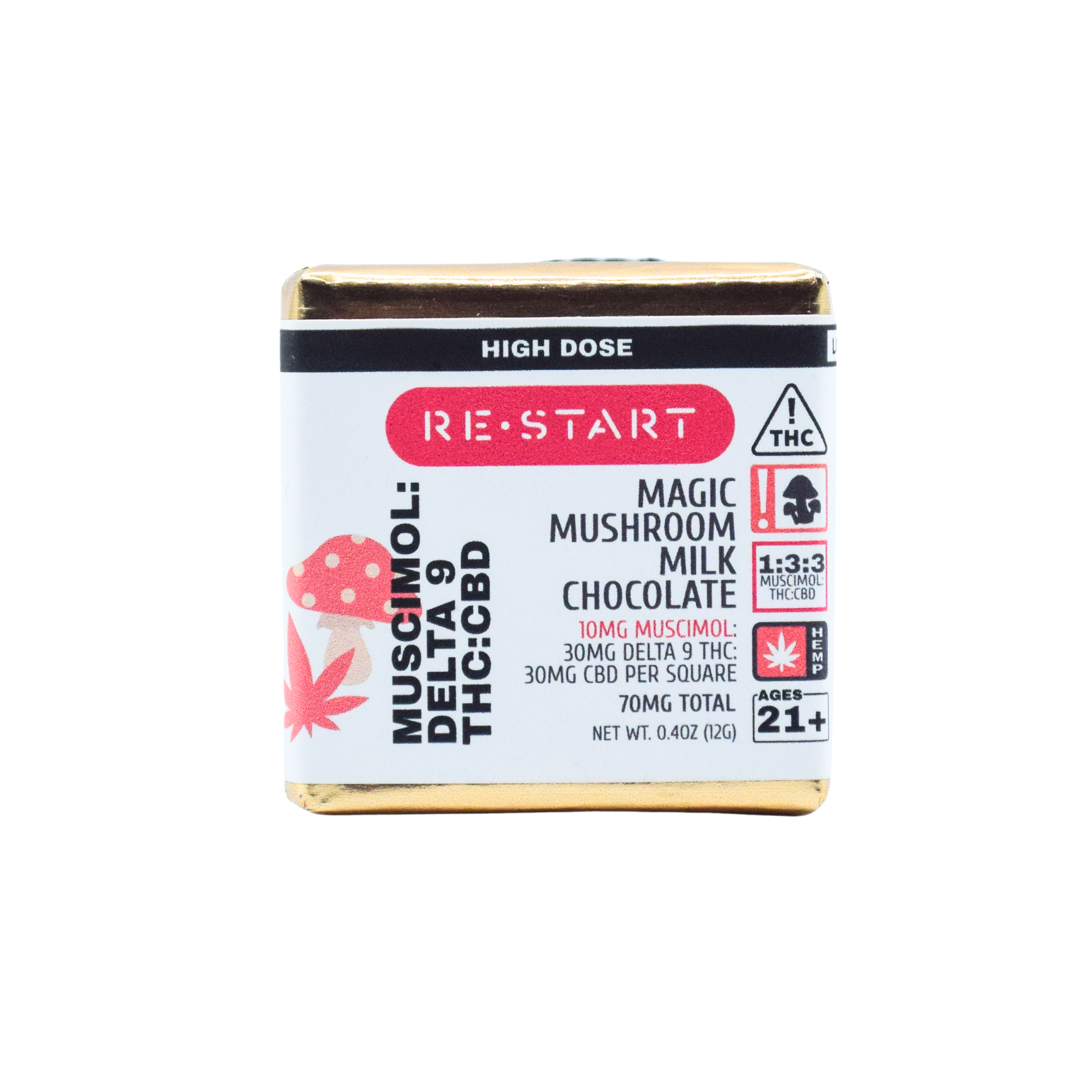 Delta 9 Magic Mushroom Chocolate Square 70mg 1-ct - RESTART CBD & THC
