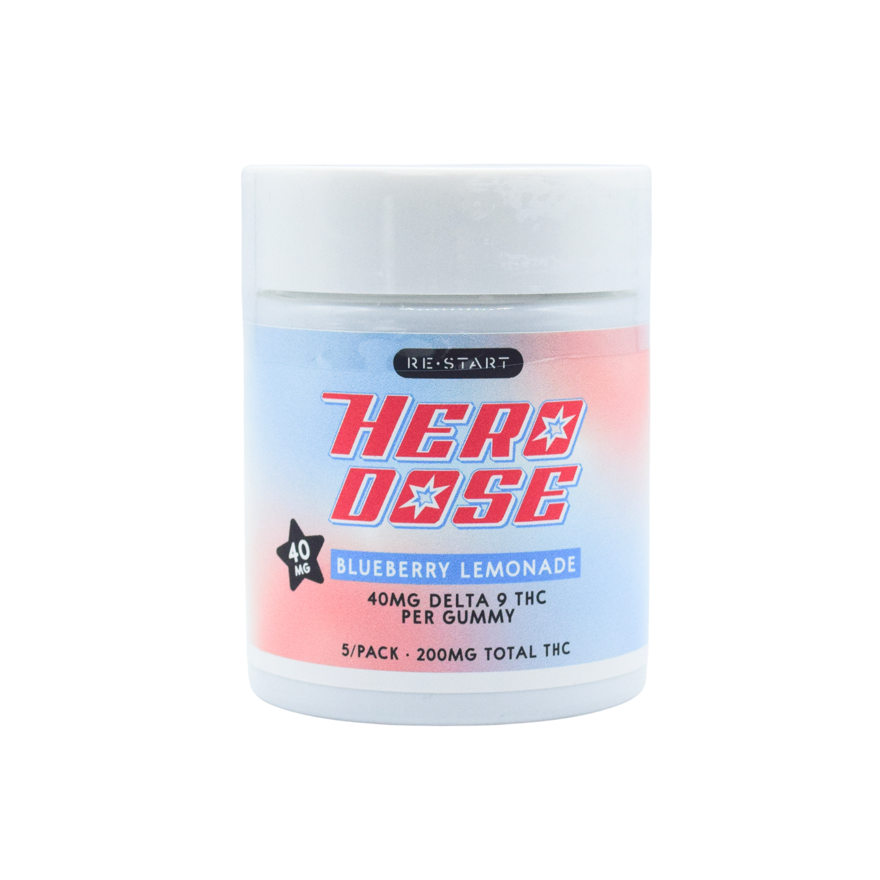 Hero Dose THC 40mg Gummies Blueberry Lemonade - RESTART CBD & THC