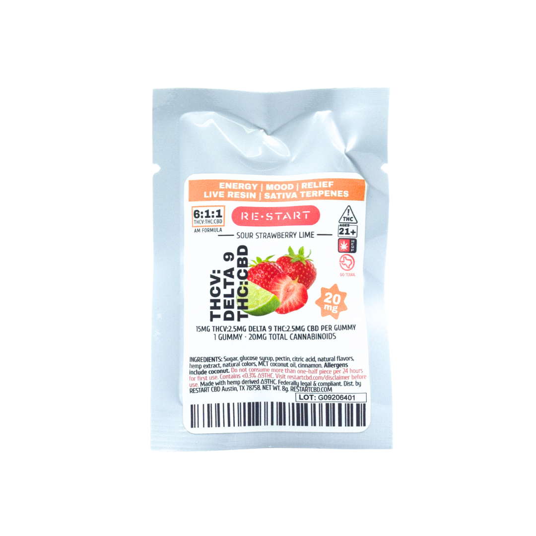 THCV THC CBD 20mg Live Resin Sativa Gummies Strawberry Lime 1-ct ...